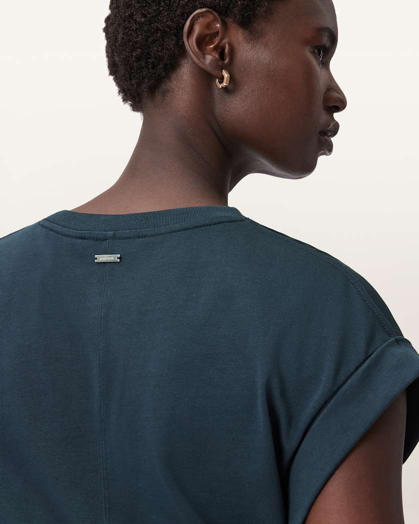 Mira Cropped Satin Drawcord T-Shirt COLLEGIATE BLUE | ALLSAINTS US